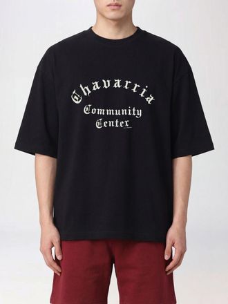 Willy Chavarria T-shirt en coton &agrave; logo contrastant et &eacute;paules tombantes