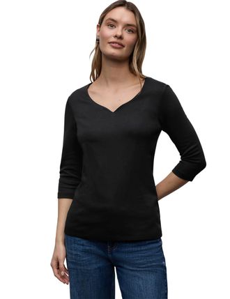 Street One Shirt mit Herzausschnitt Black 44