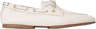 Tommy Hilfiger Femme, Chaussures, Beige, Taille: 36 EU Mocassins bateau en cuir avec monogramme TH