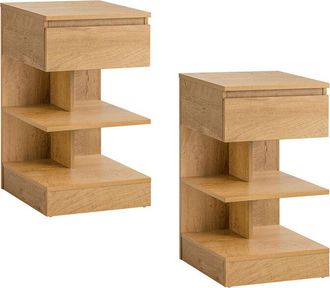SoBuy Meuble Chambre SoBuy Lot de 2 Tables de Chevet avec 1 Tiroir 2 &Eacute;tag&egrave;res Rangement Polyvalent Table dAppoint Bois Clair Moderne 39x39x65 cm