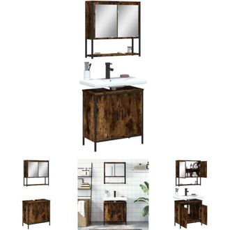 vidaXL The Living Store 2-tlg. Badm&ouml;bel-Set R&auml;uchereiche Holzwerkstoff - Badezimmerm&ouml;bel-Sets