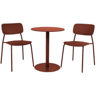 Sweeek Bistro-Gartentisch rund aus Stahl + 2 St&uuml;hle