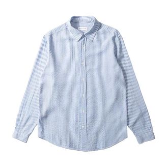 Edmmond Studios Blaues Seersucker Sommerhemd - - Shirts - Herren - Blau - S