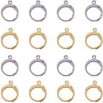 Generic 20 pi&egrave;ces boucles doreilles &agrave; levier en acier inoxydable crochet fran&ccedil;ais avec boucles de platine fil doreille en or pour la fabrication de bijoux de 