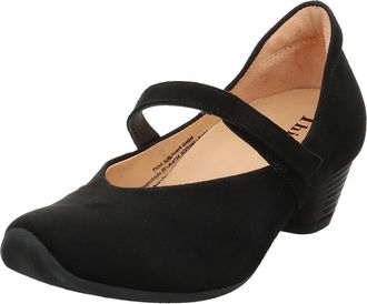 Think Damen AIDA chromfrei gegerbte nachhaltige Halbschuhe, SCHWARZ 0000