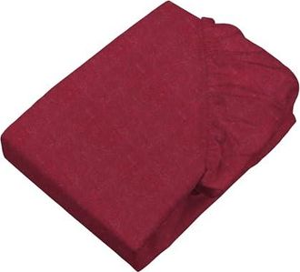 Setex Feinbiber Spannbettlaken Melange, 100 x 200 cm gro&szlig;es Spannbetttuch, ca. 90% Baumwolle/ca. 10% Polyester, Bettlaken in Dunkelrot