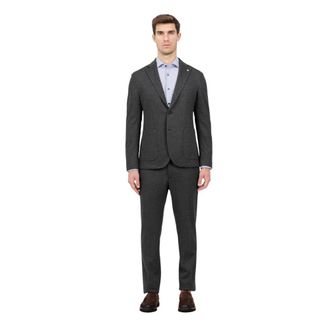 L.B.M. 1911 Abito monopetto in tessuto tecnico diagonale - - Suits - Herren - Grau - 3XL