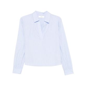 Frame Denim Femme, Blouses et Chemises, Bleu, Taille: 38 FR Haut Popover Ray&eacute;