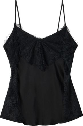 Oltre Femme, Tops, Noir, Taille: 42 FR Top en satin avec dentelle