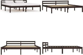 vidaXL Cadre de lit sans matelas marron fonc&eacute; pin massif 180x200 cm - Cadre De Lit - Lit Double - Lit En Bois - Bois Massif - Chambre &Agrave; Coucher - Home &
