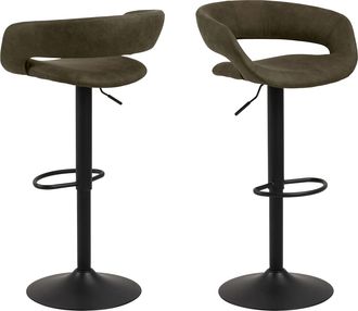 AC Design Furniture Jack Barhocker 2er Set, H: 104 x B: 54,5 x T: 48,5 cm, Olivgrün/Schwarz, Stoff/Metall, 2 Stk