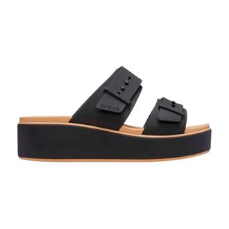 Crocs Brooklyn Boucle Matte Wrap Low Wedge - Femme - Chaussures - Noir - Taille: 35 EU