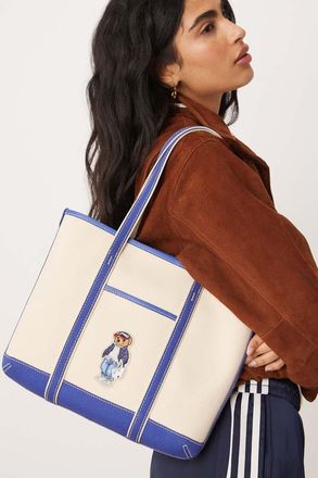 Polo Ralph Lauren Mini tote bag &agrave; logo Polo Bear - Blanc et bleu
