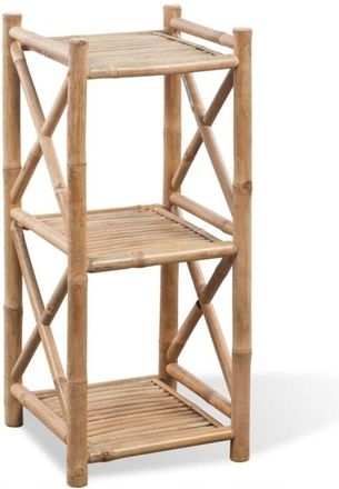 vidaXL Standregal mit 3 B&ouml;den Quadratisch Bambus Vidaxl