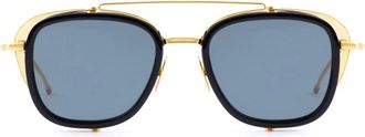 Thom Browne Homme, Accessoires, Noir, Taille: ONE Size Lunettes de Soleil Aviateur Rectangulaires Noires