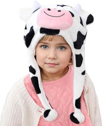 Generic Chapeaux mignons pour enfants en polaire avec oreilles dhiver confortables et sur le th&egrave;me des animaux pour enfants, blanc, 6M-5Y