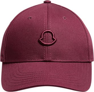 Moncler Moncler Casquette En Gabardine De Coton &Agrave; Logo, Femme, Rouge, Taille: Uni