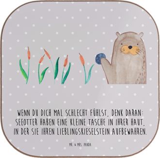 Mr. & Mrs. Panda Untersetzer f&uuml;r Gl&auml;ser Otter Stein - Geschenk, bieruntersetzer, Coaster, Fun Facts, Glas, gl&auml;seruntersetzer, Witzige Fakten, Pflanzen, Tischuntersetze