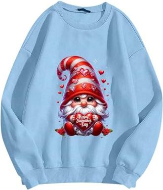 Generic 2026 Sweat-shirt &agrave; col rond pour homme et femme pour la Saint-Valentin, bleu ciel, 3XL