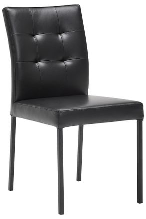 home24 Stuhl, Schwarz, Metall, Leder, Echtleder, B&uuml;ffelleder, eckig, 45.5x86x57.5 cm, Lederauswahl, Esszimmer, St&uuml;hle, Esszimmerst&uuml;hle, Lederst&uuml;hle