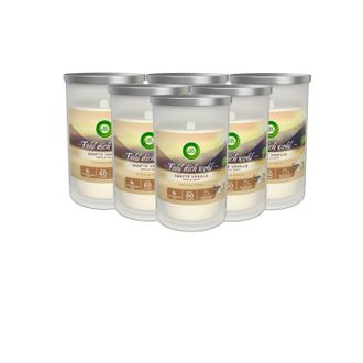 Air Wick Entspannungs-Duftkerze im Glas, Sanfte Vanille mit nat&uuml;rliche &auml;therische &Ouml;le, 6 St&uuml;ck