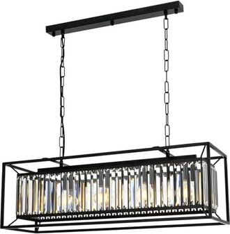 Opviq Modern Black Chandelier, Metal Body, 60 cm Height x 80 cm Width x 22 cm Depth | 4 x E27 Max 40W | Glam & Industrial Design for Hotels & Homes