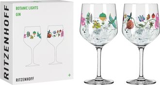 Ritzenhoff 3881002 Gin-Glas - 700 ml - Kelch 2er-Set - Serie Botanic Lights - Motiv Sommer - Made in Germany