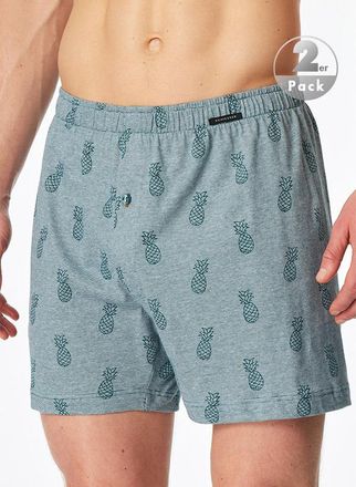 Schiesser Herren Boxershorts blau Baumwolle gemustert