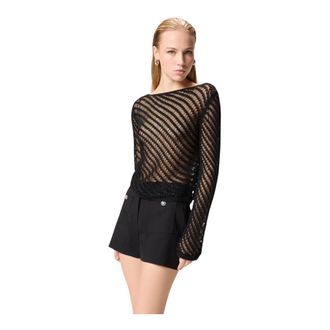 Pinko H&auml;kel-Effekt-Strickpullover mit Pailletten - - Knitwear - Damen - Schwarzk - M