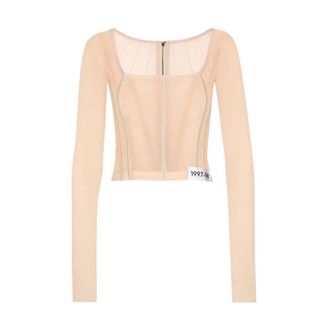 Dolce & Gabbana Georgette-Top mit Korsett-Detail - - Tops - Damen - Beige - M