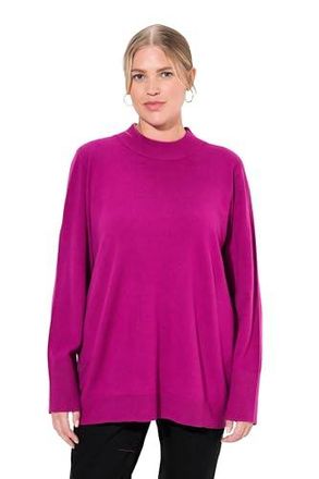 Ulla Popken Pullover, Stehkragen, Langarm, Rippbündchen Pull, col Montant, Manches Longues, Poignets côtelés, Lilas, 54-56 Femme