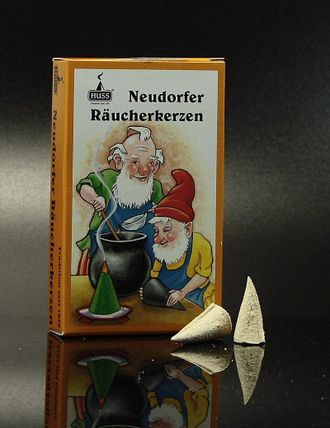 Huss Räucherkegel Neudorfer Räucherkerzen aus dem Erzgebirge - 24 Stück, Weihnachtsduft, Holzkohle mit Holzmehlanteil, Schwarz, Made in Germany