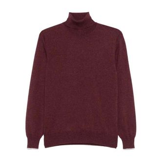 Brunello Cucinelli Pull Col Roul&eacute; en Cachemire - Homme - Pulls - Rouge - Taille: 2XL