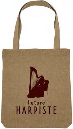 Fabulous Sac Shopping Tote Bag Aspect Lin - Future Harpiste Instrument Musique Noble - Sac de Courses Toile Epaisse 360g Beige Naturel Cabas Port&eacute; Epaule Solid