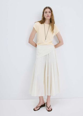 Mango Jersey Baumwolle Strick mit kurzen &Auml;rmeln pastellgelb - Damen - XXS - MANGO