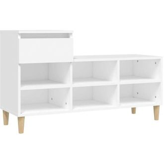 vidaXL Vidaxl - Armoire &agrave; chaussures Blanc 102x36x60 cm Bois ding&eacute;nierie