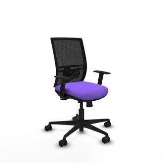 Piqueras y Crespo Drehstuhl mit 1D-Armen, h&ouml;henverstellbare Lendenwirbelst&uuml;tze, ausgestattet mit Syncro/Traslack und Schneideschaum, Schwarz/Lila