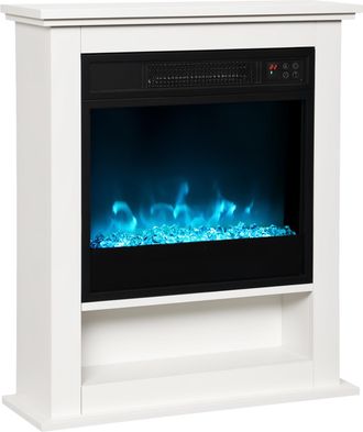 HOMCOM Elektrokamin Standkamin mit Heizung, Flammeneffekt, 9 Flammenfarben und 5 Helligkeitsstufen, 1800W Elektrischer Kamin mit Reagl, Fernbedienung, Timer,