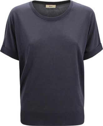 Herno Femme, Tops, Bleu, Taille: 36 FR T-shirt en maille fine