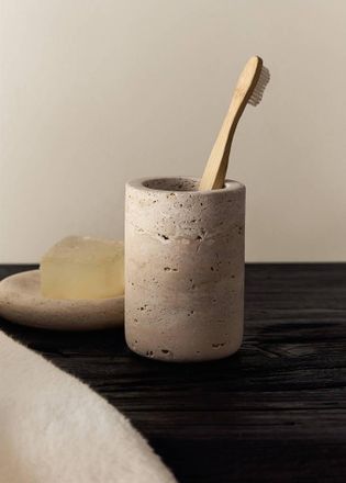 Mango Gobelet salle de bain marbre &eacute;cru - Home - Taille unique - MANGO HOME