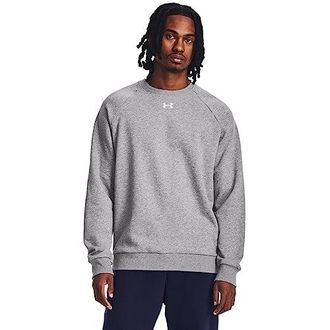 Under Armour Rival Fleece Crew T-Shirt, (025) Castlerock Light Heather/Blanc, XXL Grand Homme
