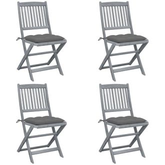 vidaXL Vidaxl - Klappbare Gartenstühle 4 Stk. mit Kissen Massivholz Akazie