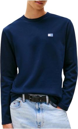 Tommy Jeans Homme, Sweatshirts et sweats &agrave; capuche, Bleu, Taille: M TShirt ML logo - Tommy Jeans