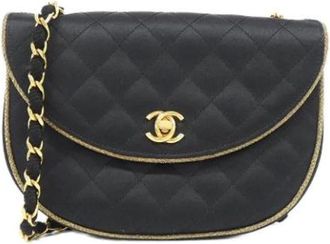 Chanel Sac bandouli&egrave;re en satin Pre-owned - Femme - Pre-owned - Noir - Taille: ONE Size