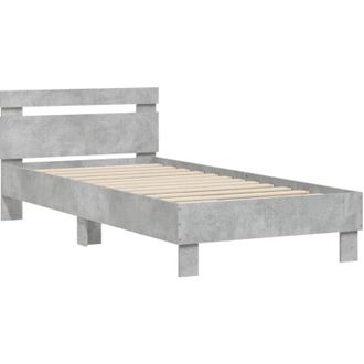 vidaXL Cadre de lit sans matelas avec t&ecirc;te de lit gris b&eacute;ton 75x190 cm Vidaxl