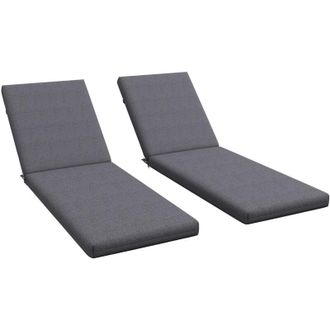 OUTSUNNY Lot de 2 matelas pour transat bain de soleil - dim. 190,5L x 58,4l x 7H cm - cordons dattache - gris fonc&eacute;