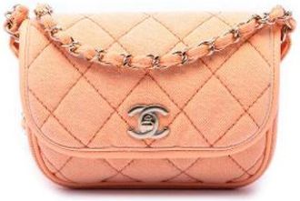 Chanel Pre-owned Sac bandouli&egrave;re matelass&eacute; en jean - Femme - Pre-owned - Orange - Taille: ONE Size