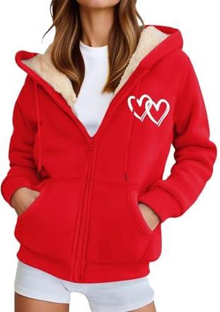 Generic Veste d&eacute;contract&eacute;e &eacute;l&eacute;gante et chaude &agrave; manches longues pour femme - Trench coat dhiver &agrave; capuche pour lautomne et lhiver, Rouge-C., XL