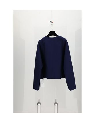 Celine Womens Cardigan Jacket Royal Blue Cotton Sweater