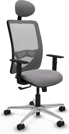 Piqueras y Crespo Verwaltungsstuhl Zulema mit 1D-Armen, h&ouml;henverstellbarer Lendenwirbelst&uuml;tze und festem Kopfteil, ausgestattet mit 3 Positionen und Schneidschaum, Grau